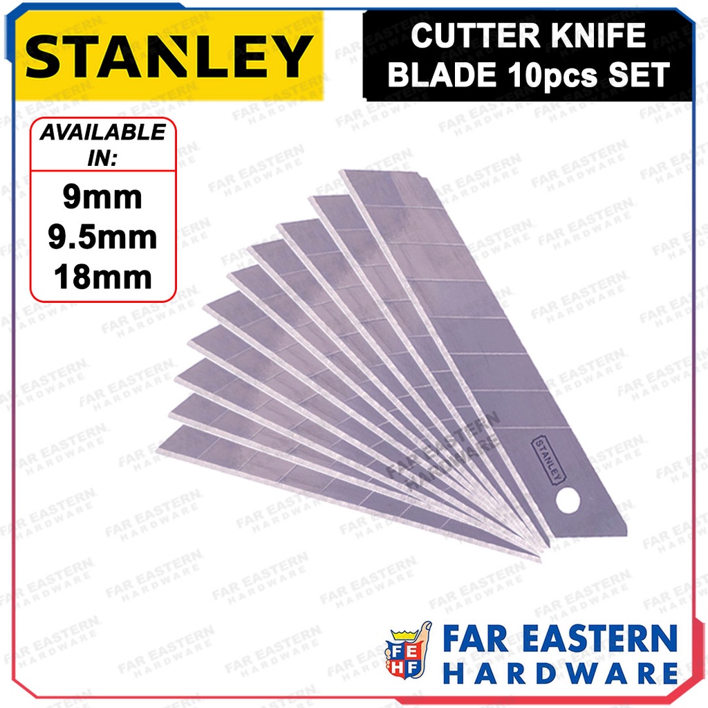 STANLEY Cutter Knife Snap-Off Blade 10pcs Set & Safety Dispenser Quick ...