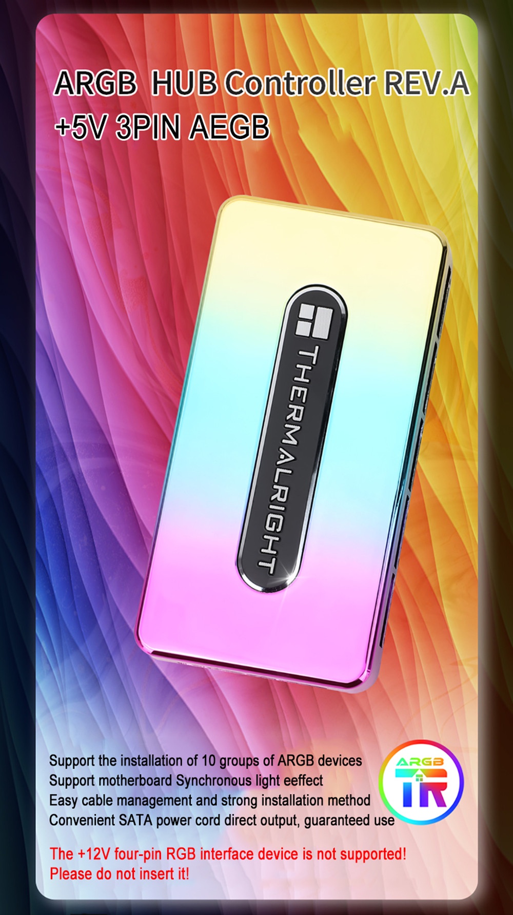 Thermalright ARGB RGB HUB Controller REV.A 5V 3PIN/12V 4PIN motherboard Sync CPU Cooler ...