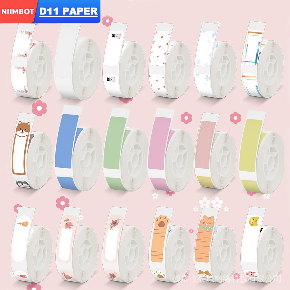 NIIMBOT D11 D110 Labeling Machine Label Sticker Colorful Pure Color Pattern Waterproof Anti-Oil ...