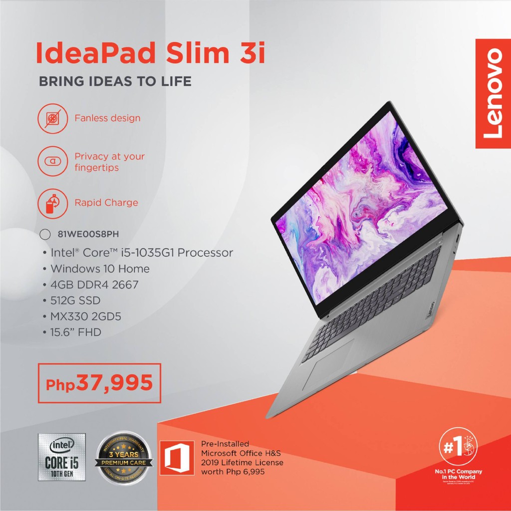 Lenovo Ideapad 3I 15IIL05 (81WE00S8PH, 15", Core i5-1035G, 4GB RAM ...
