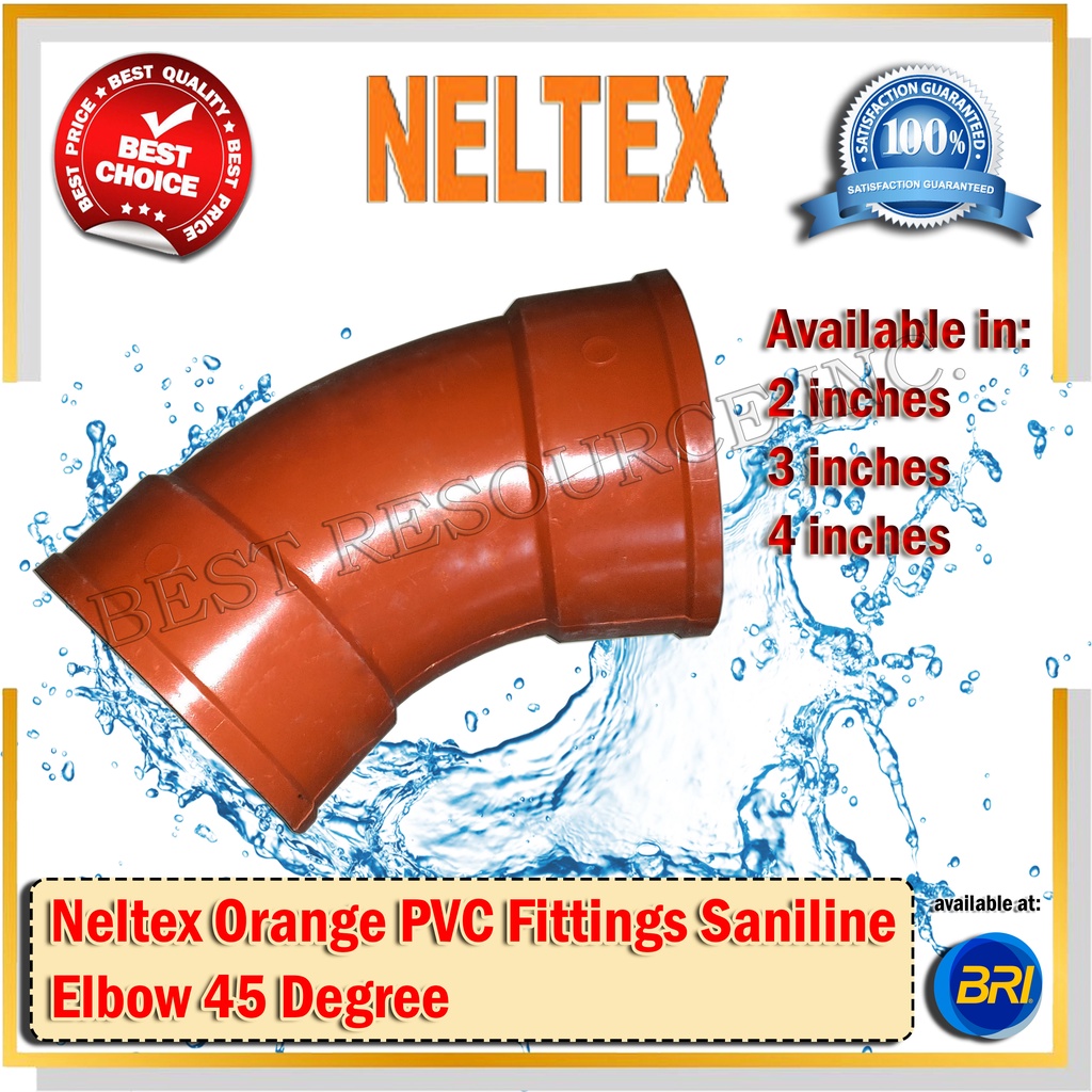 Neltex Orange PVC Fitting Saniline Elbow 2x45 degree | Shopee Philippines