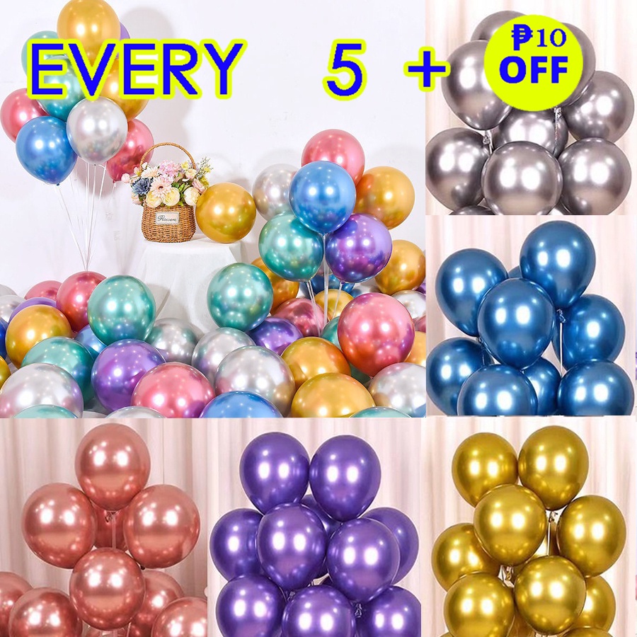 50pcs Chrome Balloon Metallic Latex Balloons Birthday Decor Party ...