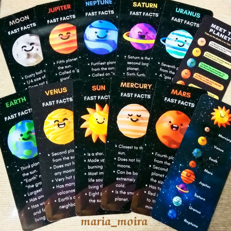 PLANETS FLASHCARDS, SOLAR SYSTEM Laminated Flashcards | 12 PCS ...