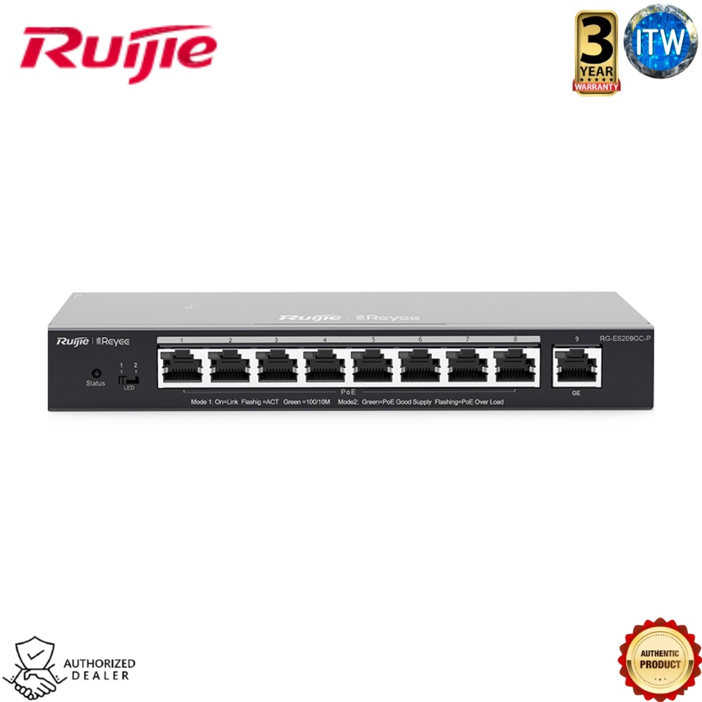 【Ready Stock】Ruijie RG-ES209GC-P - 9-Port Gigabit Smart POE Switch (RG ...