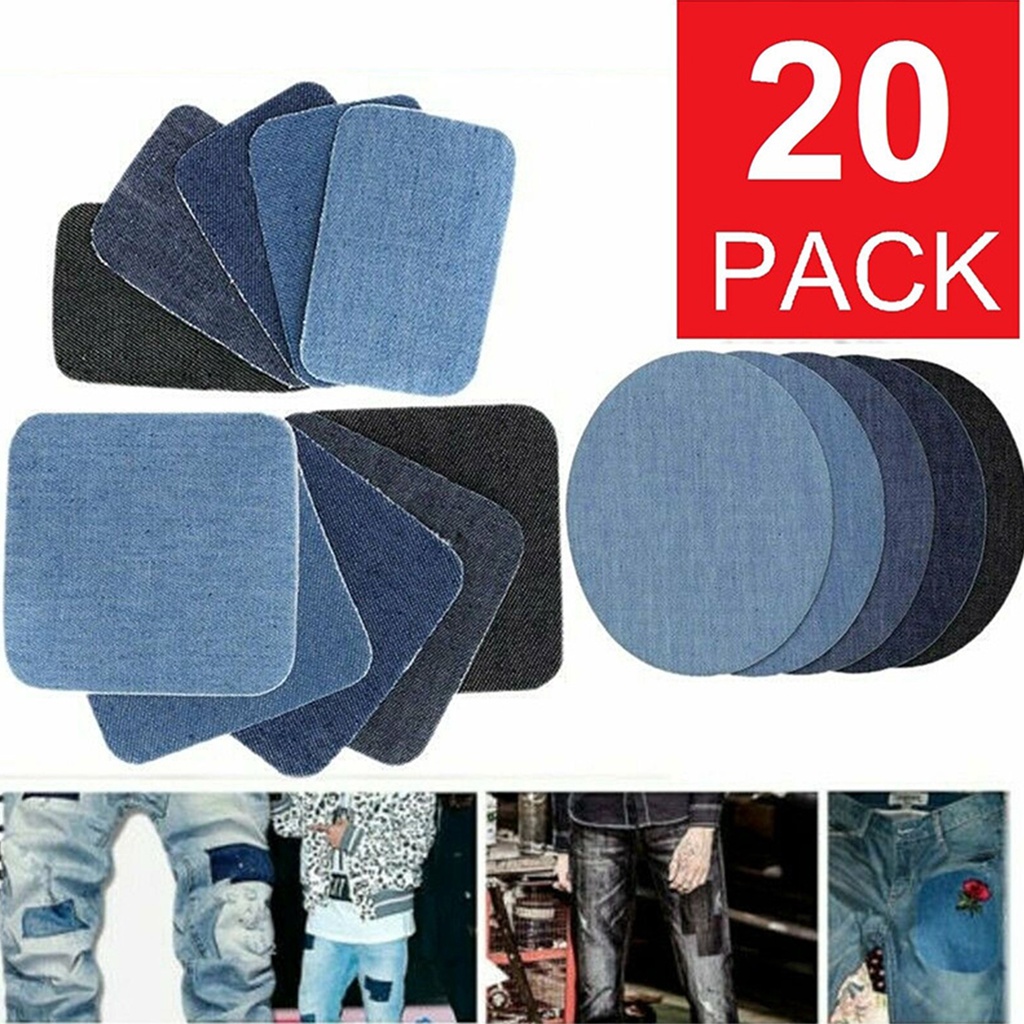 20Pcs Iron-on Patches Jean Patches Denim Fabric Patches No-Sew Mending ...