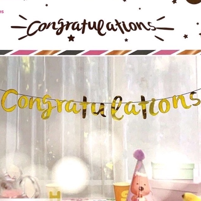 Congratulations Cursive Banner Gold 1 pk | Shopee Philippines