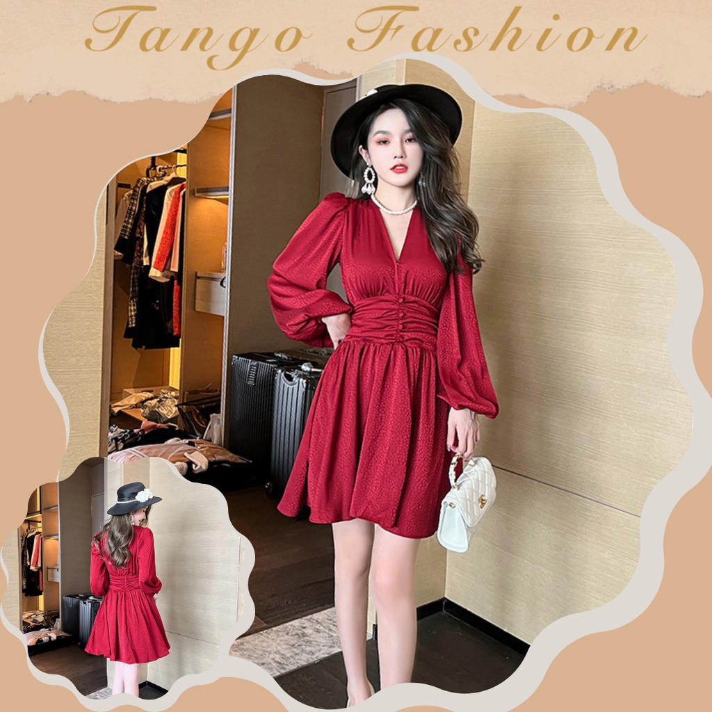 Red silk skirt with V neck spread [High-Class Product] | Shopee Philippines