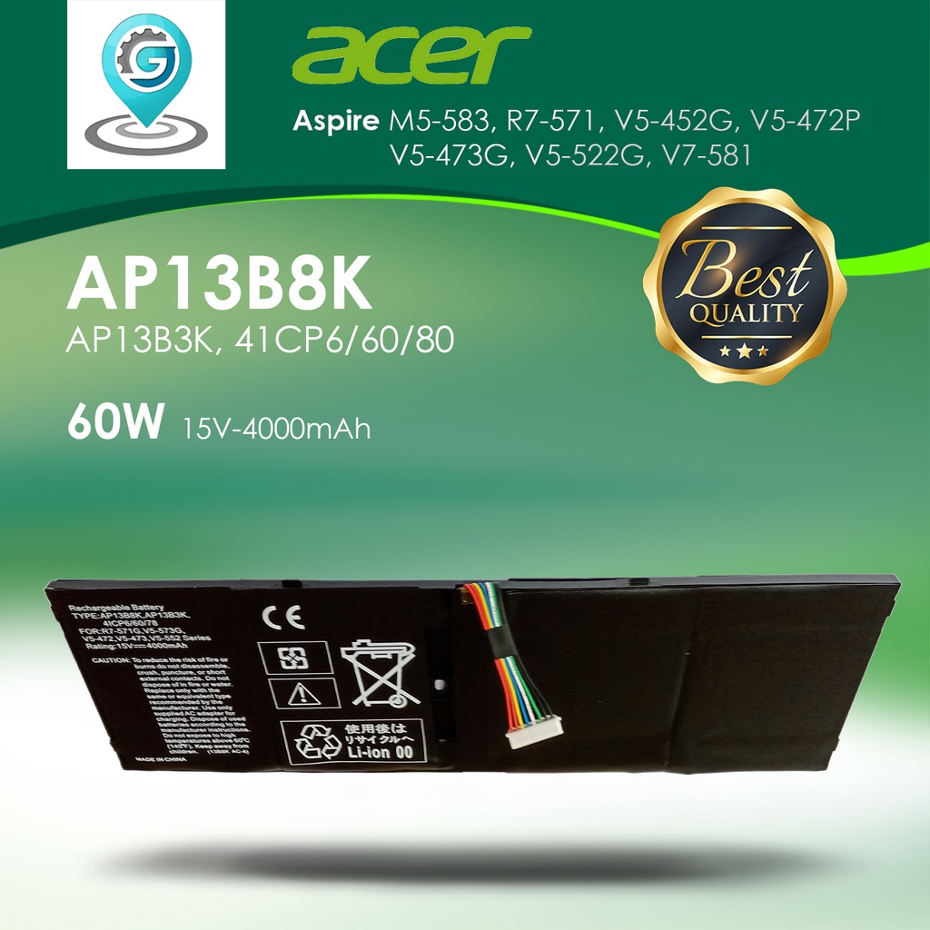 Acer Laptop Battery Ap13B8K For Aspire M3 M5 V5 V7 R7 | Shopee Philippines