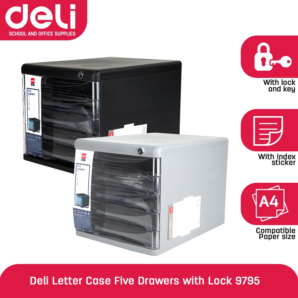 Deli 9795 Letter Case Five Drawers with Lock | Shopee Philippines