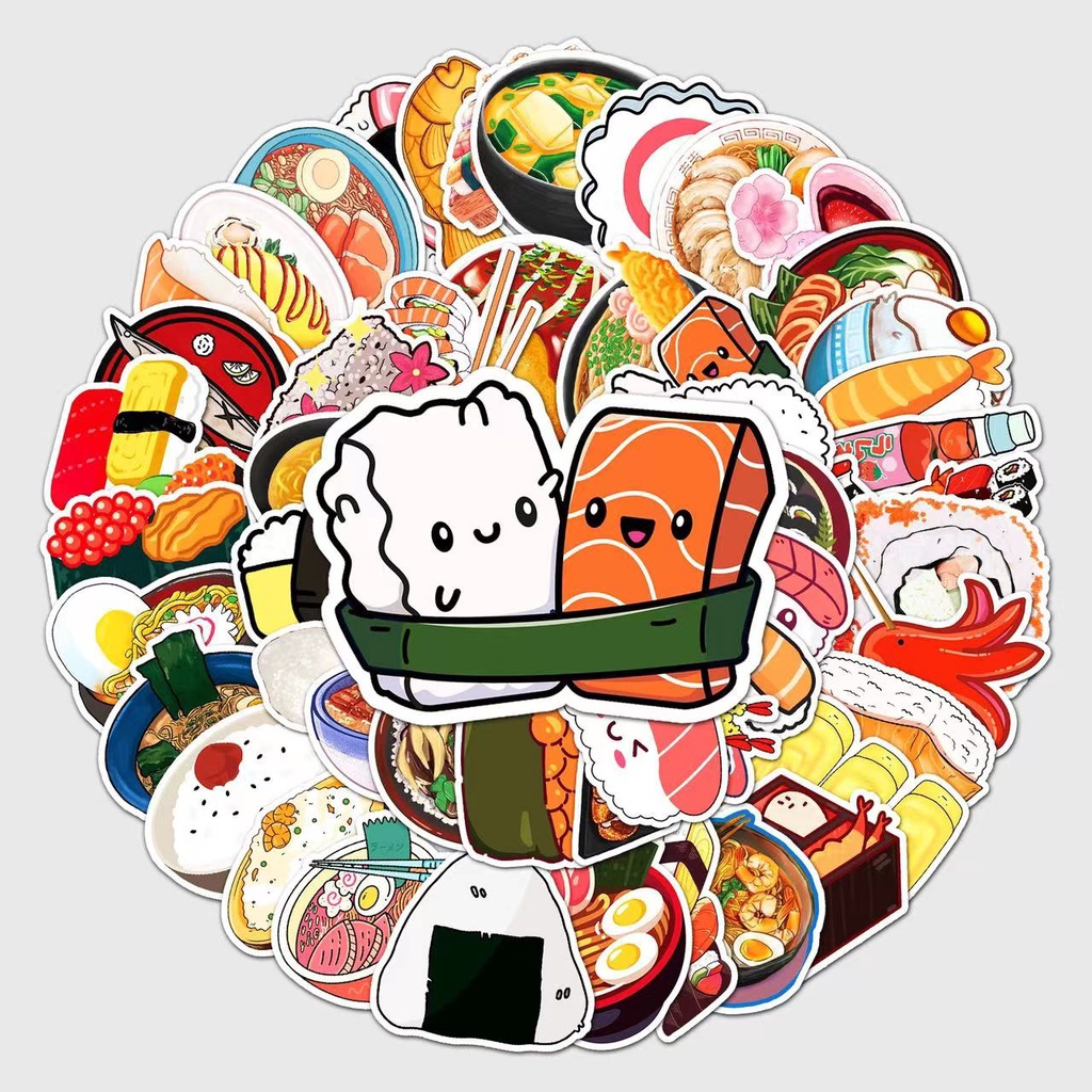 xs554-50pcs Japanese sushi graffiti waterproof sticker | Shopee Philippines