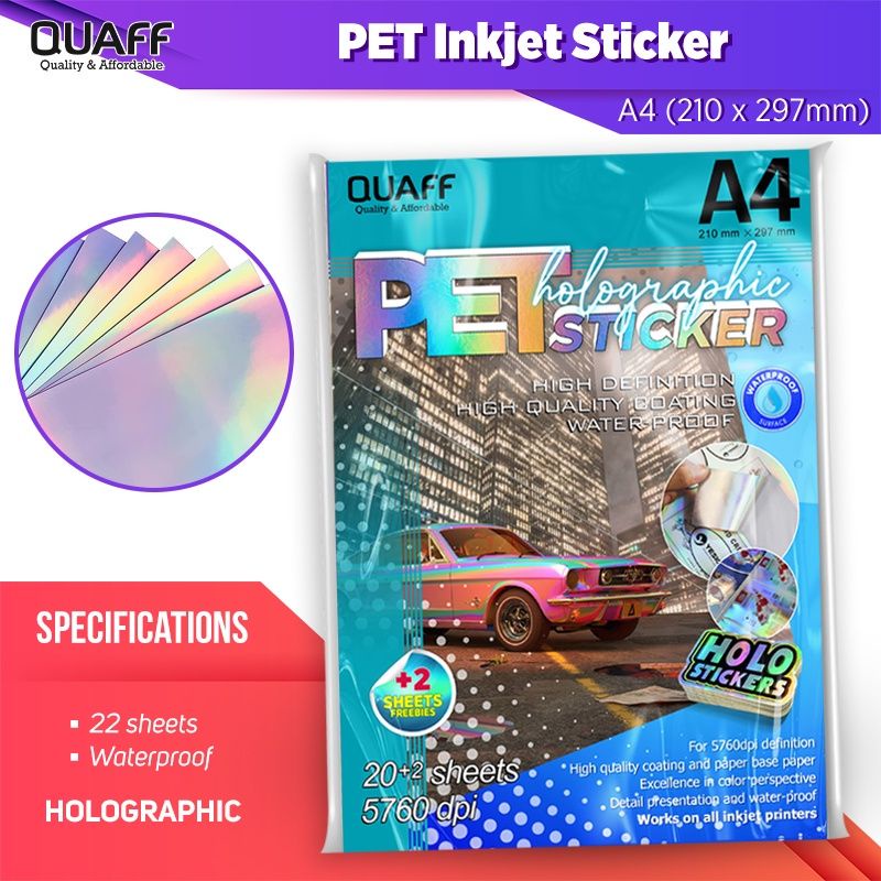 QUAFF PET HOLOGRAPHIC STICKERA4SIZE 20+2SHEETS | Shopee Philippines