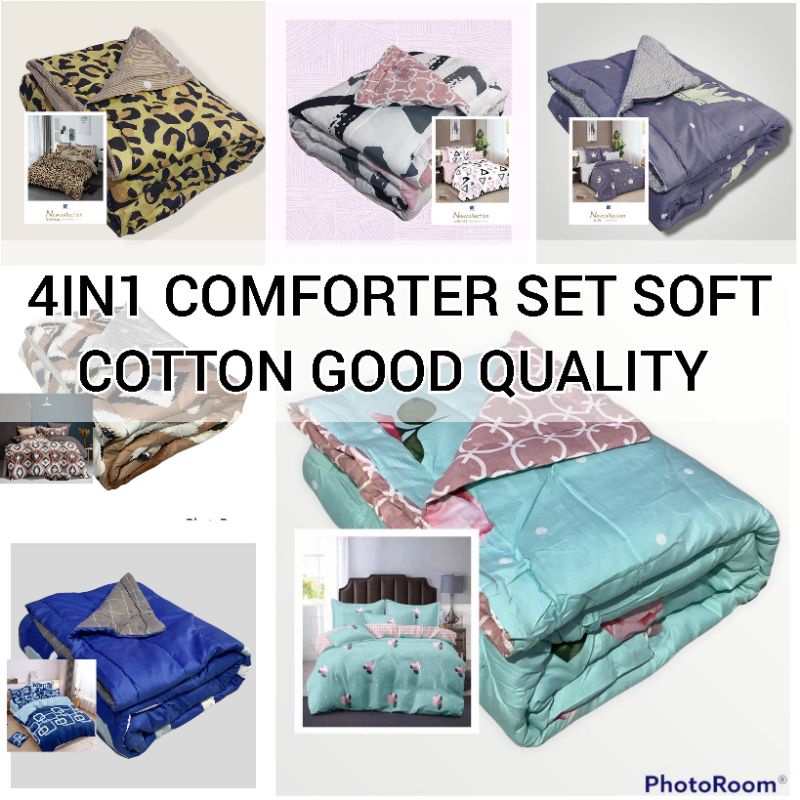 4in1 Comforter set Us Cotton Queen Size Non Fading | Shopee Philippines