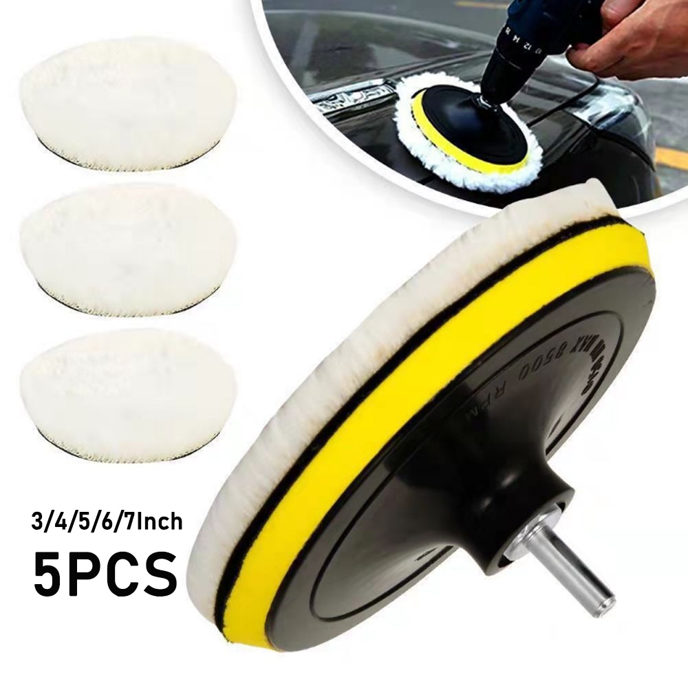 5Pcs 4 Inch Car Polish Pad Circle Soft Wool Waxing Buffing Pad Tool Kit ...