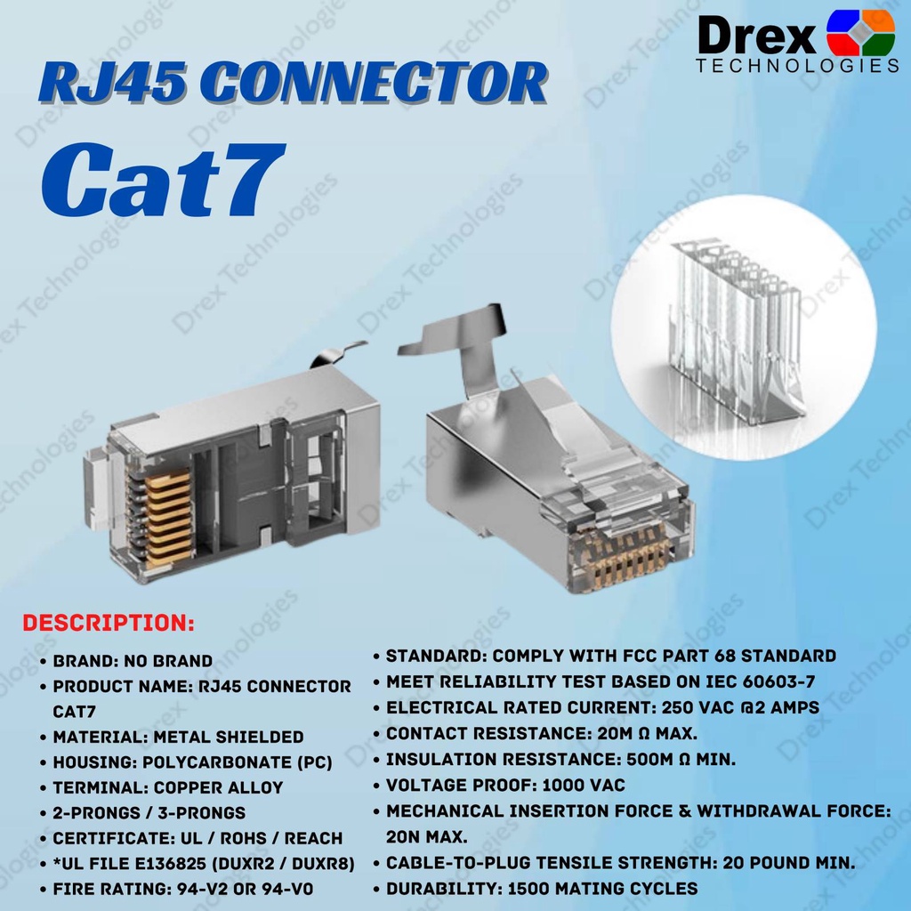 1Pc Rj45 Connector For Cat7 Metal Shielded With Guide Bar Sold Per pc ...