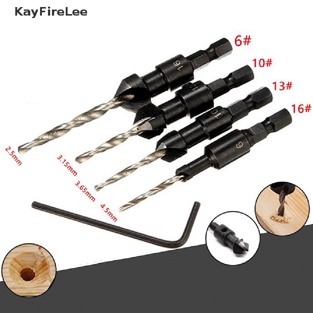 KayFireLee 4Pcs 5 Flutes HSS Countersink Drill Bit Set Woodworking ... KayFireLee 4Pcs 5 Flutes HSS Countersink Drill Bit Set Woodworking ...