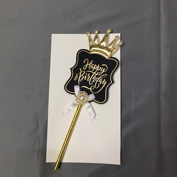 HPBD sign with mirror frame Black BIG Crown + Pearl Bow (Piece ...