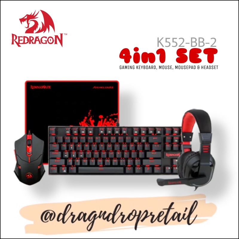 Redragon 4 in 1 Set K552-BB-2 87 Key Mechanical Gaming Keyboard, Mouse ...