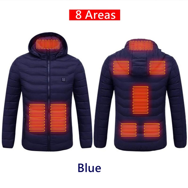 8 Areas Heated Jackets USB Men's Women's Winter Outdoor Electric ...