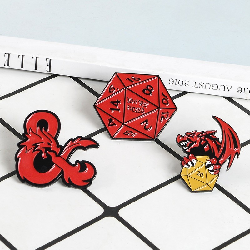 Dungeons and Dragons D20 Enamel Lapel Pin Twenty Sided Dice Badge RPG D ...