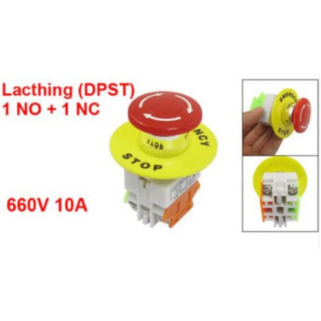 22mm Emergency Stop Push Button Switch Red Cap Mushroom Head 40mm AC ...