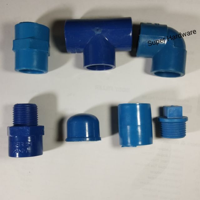 (1pcs) PVC Fittings Blue Elbow Tee Coupling Plug Cap Adaptor Male ...