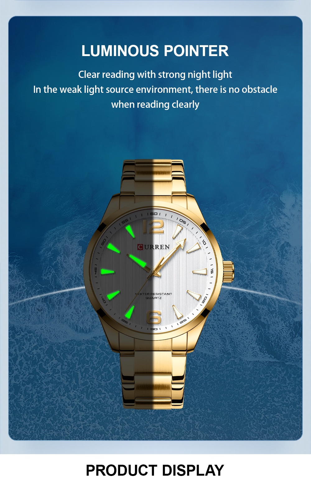 CURREN Men's Watch Luminous Fashion Business Casual Stainless Steel ...