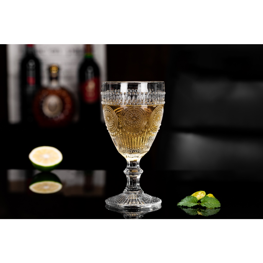 ZM -DSKB040-3B 330ML DELISOGA Vintage embossed glass goblet champagne ...