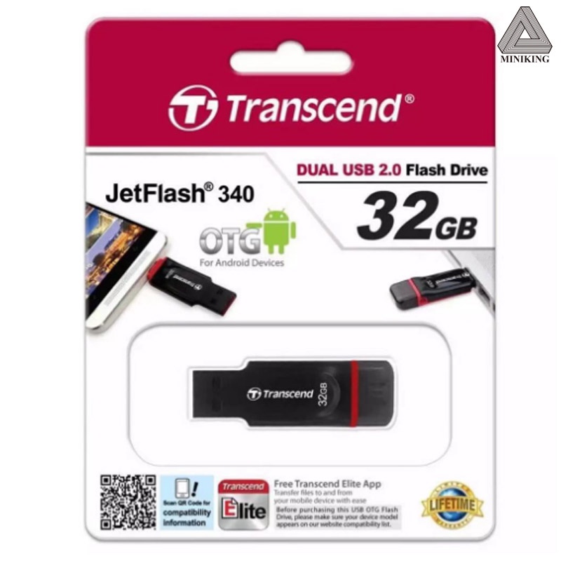 Transcend JetFlash 340 USB 2.0 V8 OTG Flash Drive 8GB 16GB 32GB 64GB ...