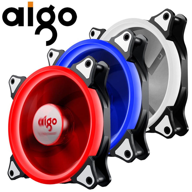 Aigo LED Case Fan 120mm Fans Silent Sleeve Bearing 12V 3pin+4pin ...