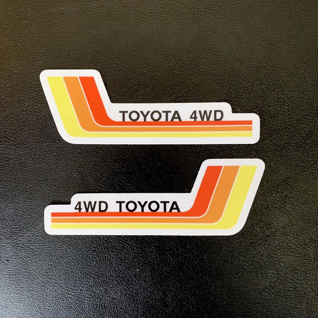 x2 Vintage Racing Stripes Toyota Sticker Decal 4X4 4WD 4" x1.41" Tacoma ...