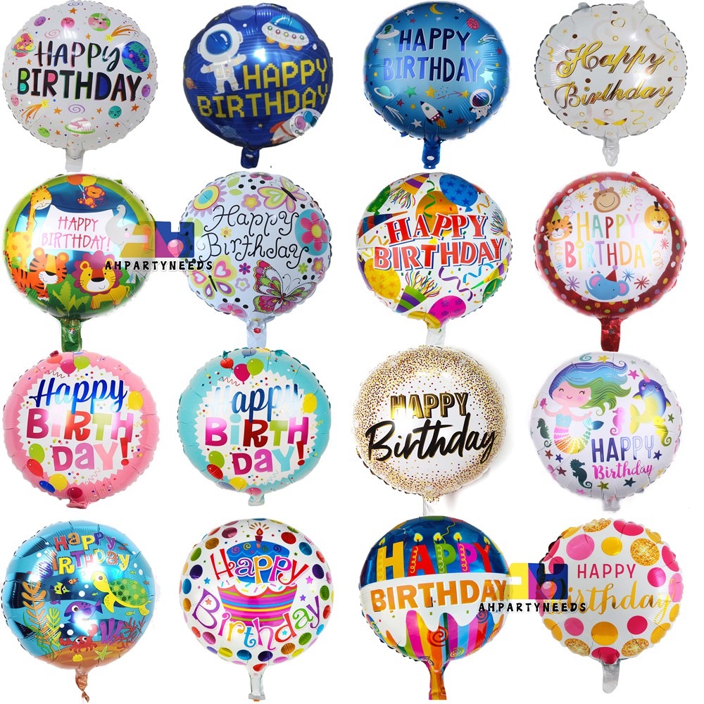 6Pcs 18Inch Round Shape Happy Birthday Foil Balloon Birthday Party Home ...