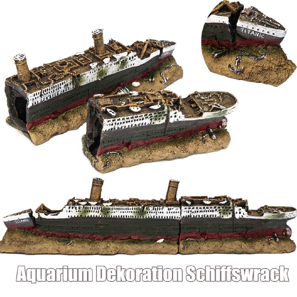 NEW! 40cm Aquarium Fish Tank Polyresin Titanic Boat Ship Wreck Ornament ...