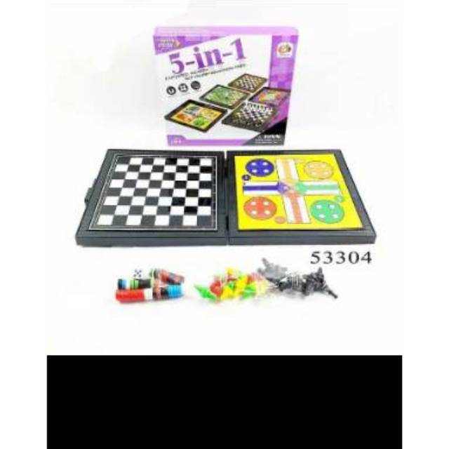 5 In1 board games Ludo chess snake ladder halma checker snake and ...
