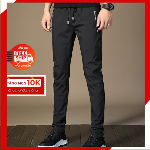 Men's slim, leg-hugging jogger pants with zipper pockets, elegant ...