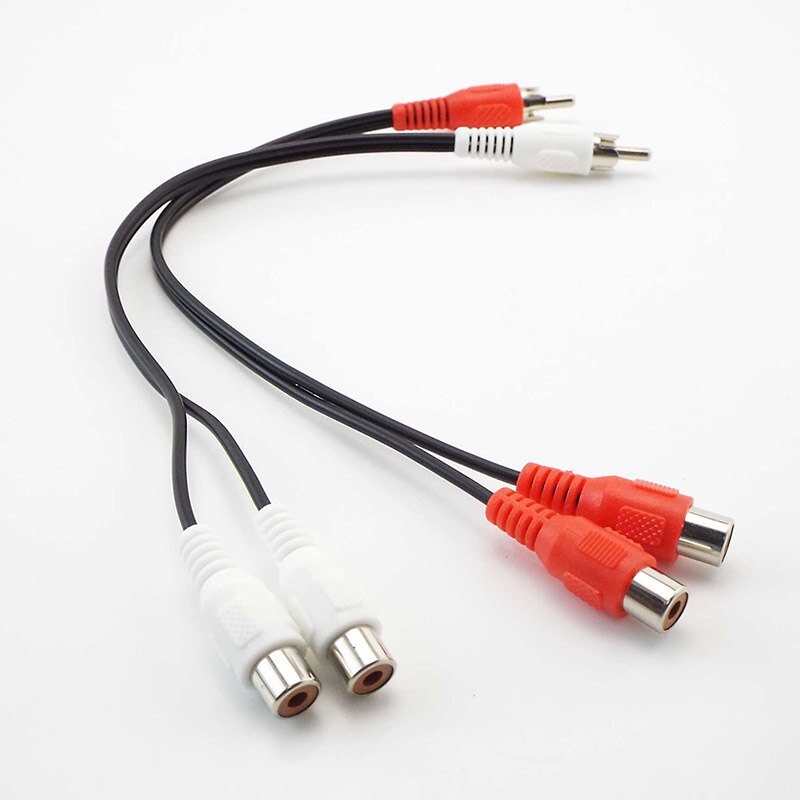 Y Splitter Cable 1 to 2 Way RCA Male To 2 Female Plug Connector Audio ...