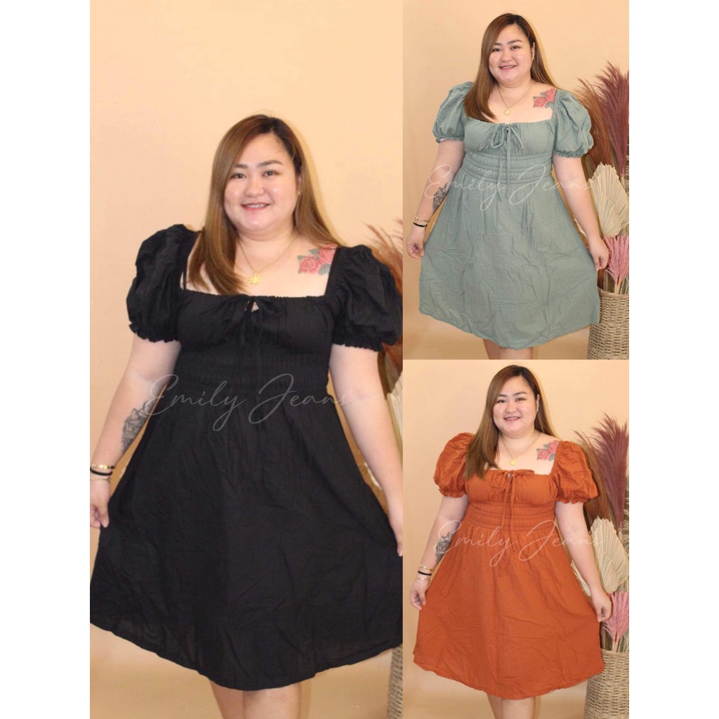 EMILY Plus Size 2XL Puff or Off Shoulder Front Tie Dress New Trend ...