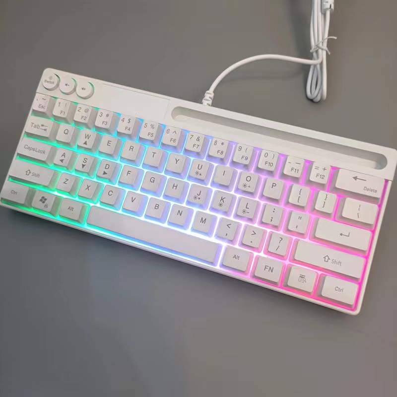 Aigeek Gaming Keyboard Wired LED backlight 64Keys Ergonomics Design ...