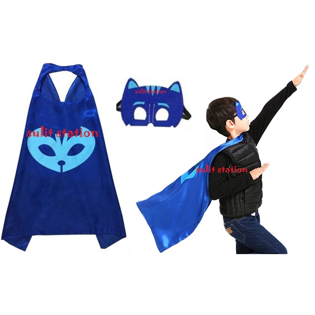 2in1 CHARACTER BLUE CAPE CATBOY MASKS BOY KIDS COSPLAY PRETEND ACTING ...