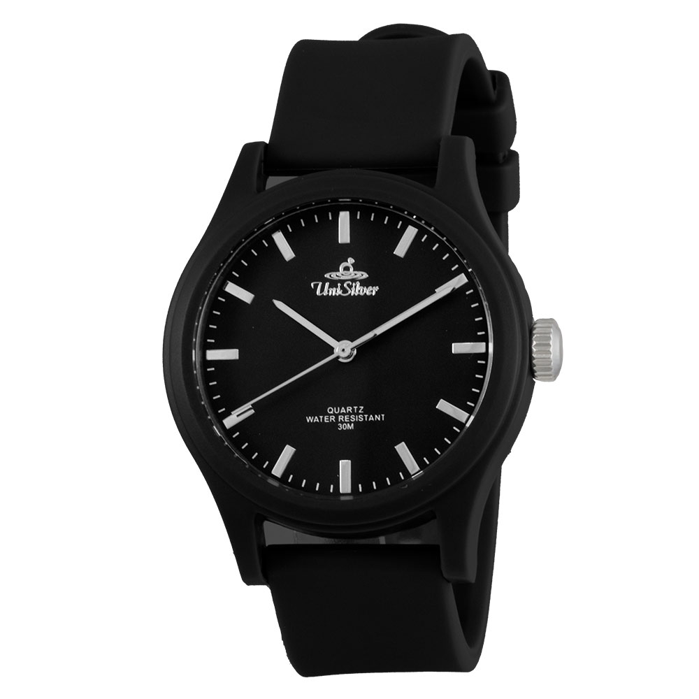 UniSilver TIME UniSex Black Analog Rubber Watch KW3882-1002 | Shopee ...