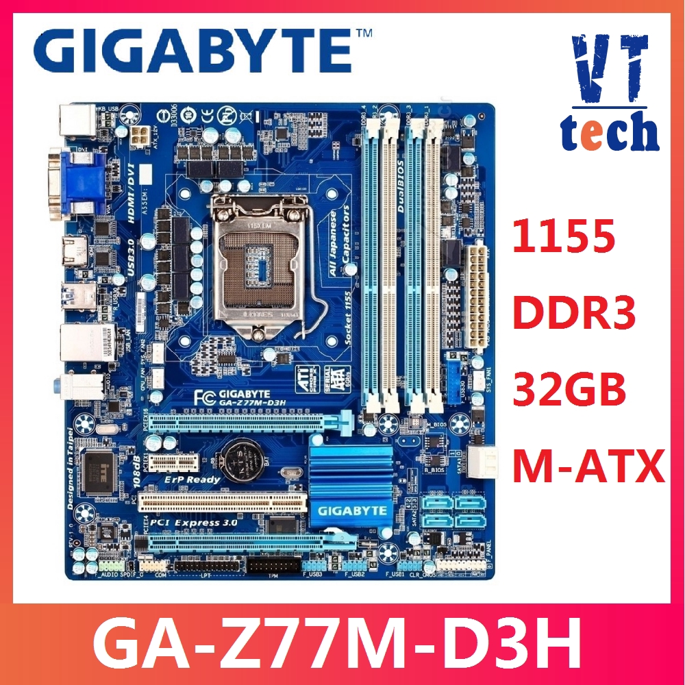 GIGABYTE GA-Z77M-D3H Desktop Motherboard Z77 Z77M Socket LGA 1155 i5 i7 ...