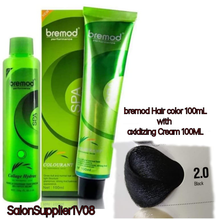 Bremod hair Color With Oxidizing Cream 100 mL SET ( 2.0 BLACK ...