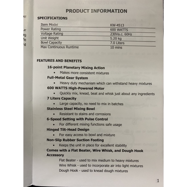 Kyowa KW-4513 Stand Mixer 7 Liters KW4513 (Houseware Express) | Shopee ...