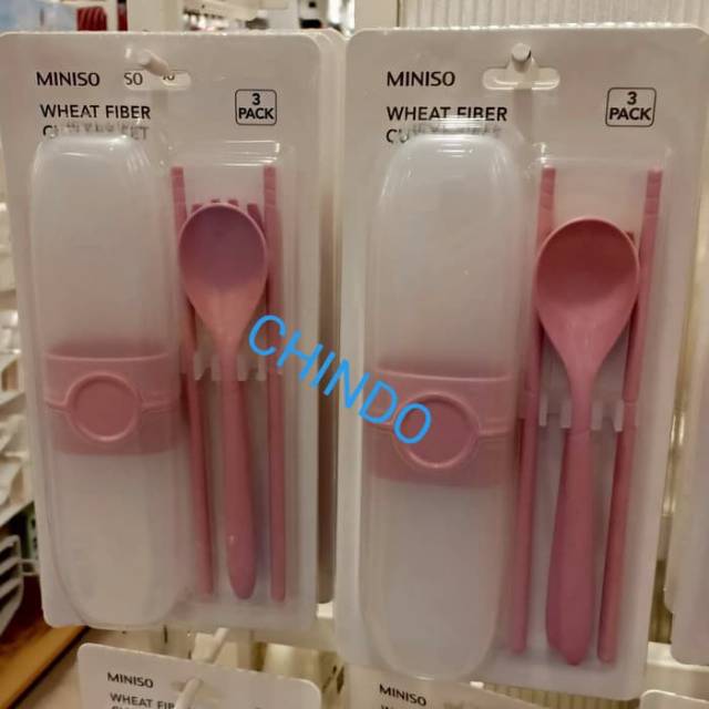 Miniso JEPAN STYLE WHEAT FIBER CUTLERY SET 3PACK CUTLERY Chopsticks ...
