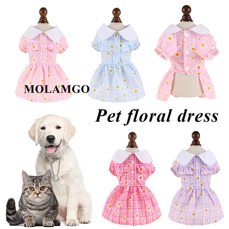 MOLAMGO Pet Floral Dog Dress For Shih Tzu Female Skirt Fadou Corgi ...