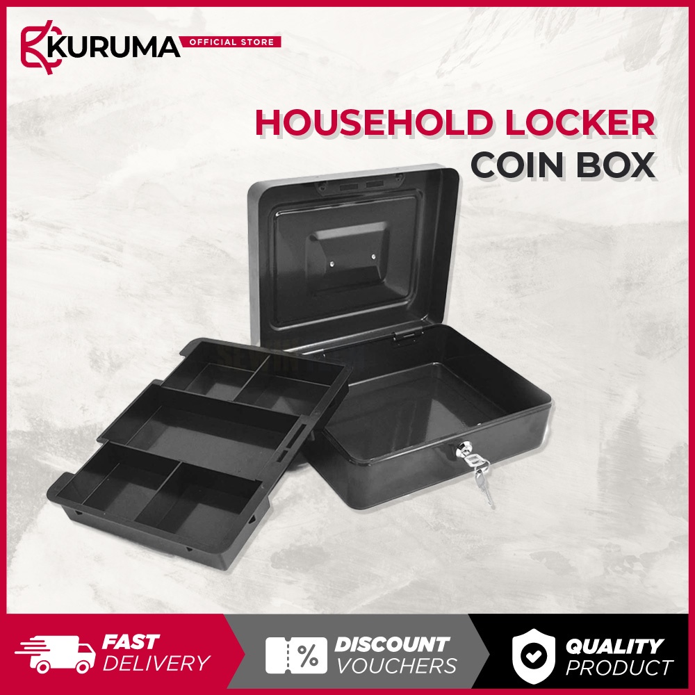 15CM Portable Steel Lockable Cash and Coin Security Safe Box | Kuruma ...