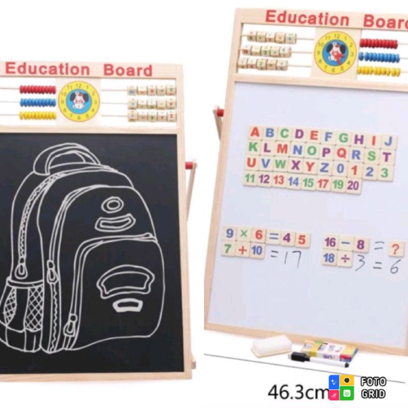 2in1 wooden educational board double sided, black board white board ...