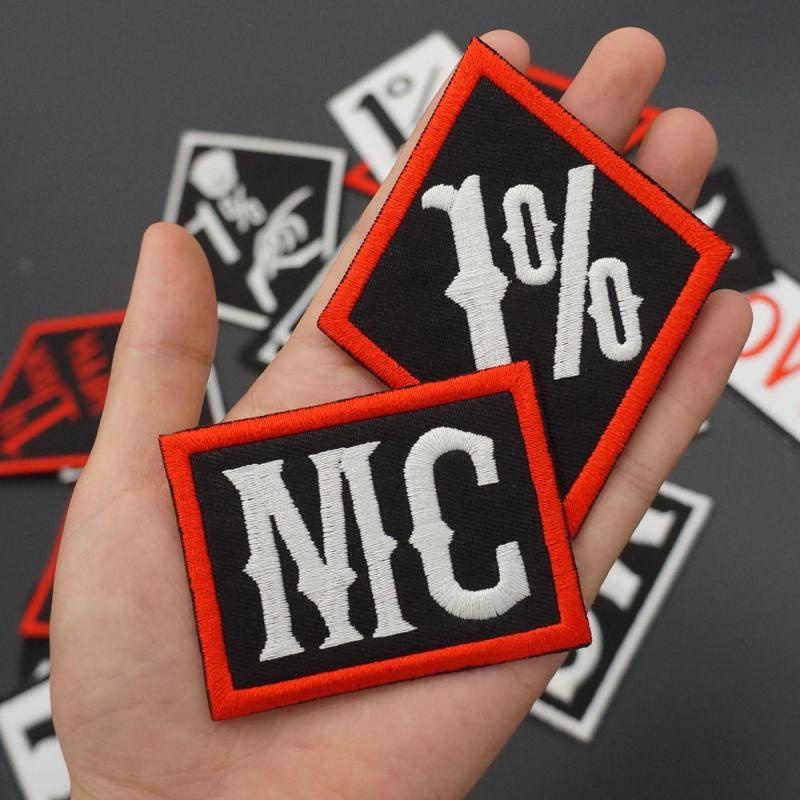 1% MC Badge Small Embroidery Cloth Sticker Harley Motorcycle Vest ...