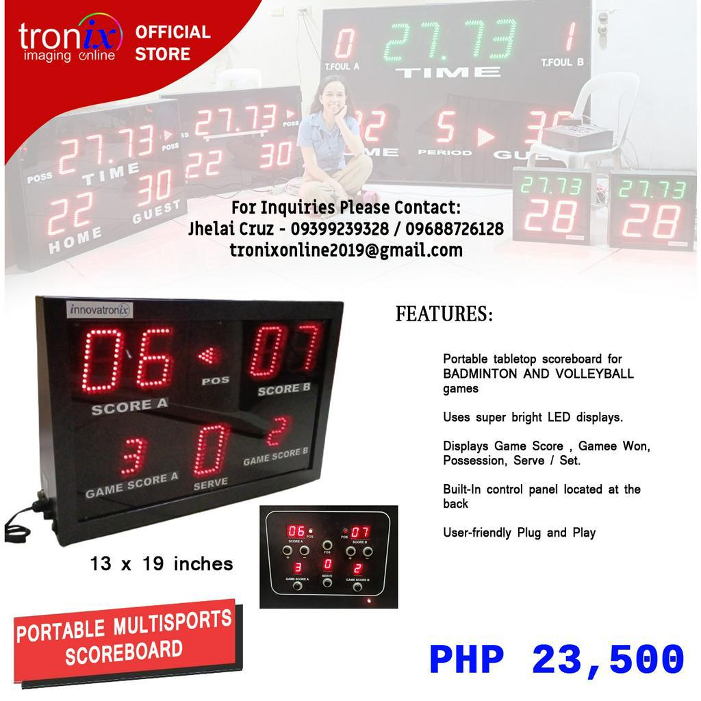 troniximaginng Portable Multisports Scoreboard for Volleyball and Badminton Scorer Electronic ...
