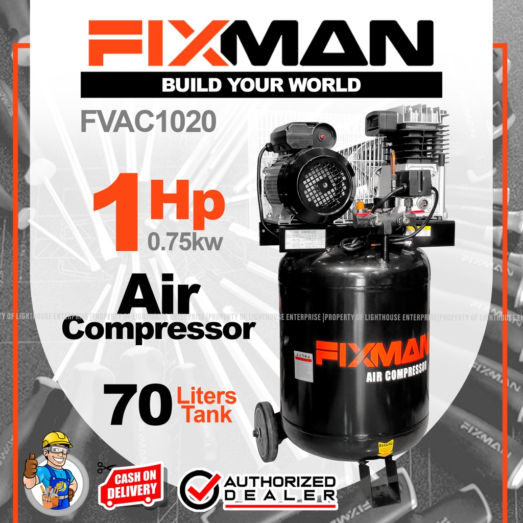 FIXMAN Italy 1HP 20 Gallons Heavy Duty Vertical Belt Driven Industrial ...