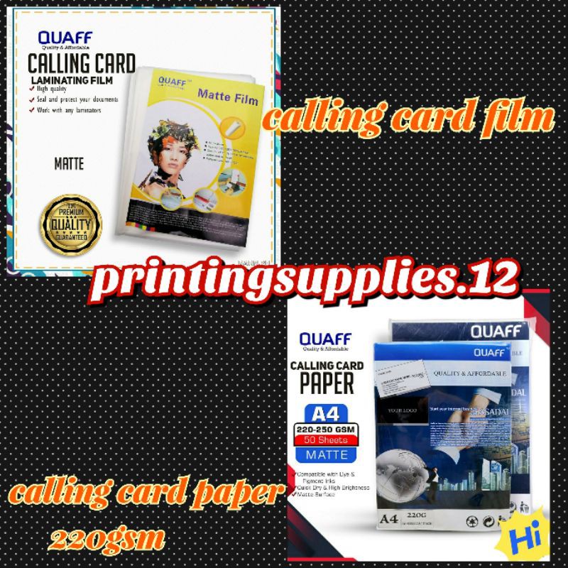 QUAFF CALLING CARD PAPER WITH CALLING CARD FILM | Shopee Philippines